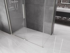 Mexen Velar, sprchový kout s posuvnými dveřmi 140 x 70 cm, 8mm čiré sklo, broušená ocel, 871-140-070-01-97