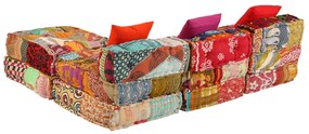vidaXL Marketos 3místný modulární pouf patchwork textil