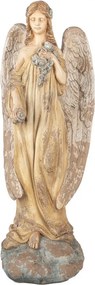 Béžová antik dekorace socha anděl Angel Vintage - 28*22*71 cm