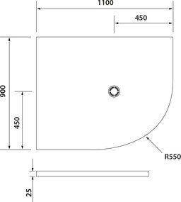 Polysan FLEXIA 110 x 90 x 2,5 cm 91341 sprchová vanička s možností úpravy rozměru levá