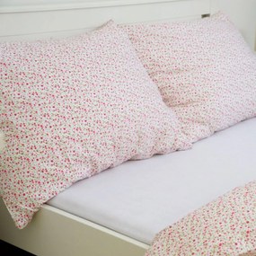 Bavlněný povlak na polštář - Kvítky červené Zapínání: knoflík, Velikost polštáře: 40x40