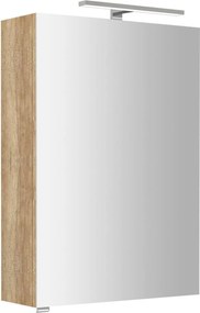 Sapho Riwa - Zrcadlová skříňka s LED osvětlením 70x50x17 cm, 1 dvířka, panty vpravo, dub Alabama RIW050-0022