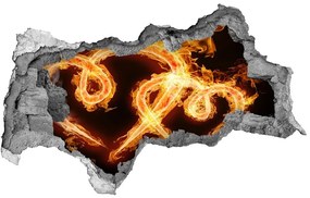 Wallmuralia Díra 3D fototapeta nálepka Oheň srdce 95x73 cm