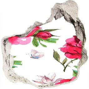 Wallmuralia 3D díra nálepka Červené růže 75x75 cm