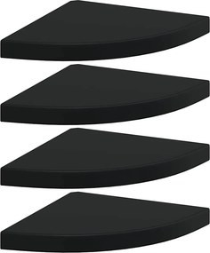 Plovoucí rohové police 4 ks černé 35 x 35 x 3,8 cm MDF 323921