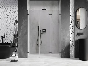Mexen Lunar-F, pravé sklápěcí sprchové dveře 145 cm, 8mm čiré sklo, broušený grafit profil, 836S-145-050-66-00-P