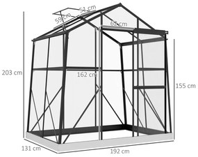 PEPU Polykarbonátový skleník Cold Frame Odolný vůči povětrnostním vlivům 192 x 131 x 203 cm