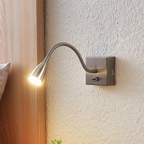 Lindby Jolka LED lampa na čtení, nikl satinovaný