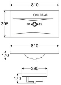 Mereo Vigo koupelnová skříňka s umyvadlem 81 x 71,8 x 39,5 cm MDF/lamino bílá CN312 Koupelny Bernold