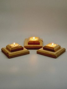 Dekorace Dřevo výrobky Dřevěný set 3 kalíšků na čajové svíčky 9/PR