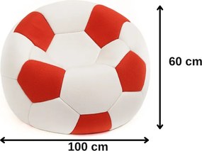 Sedací vak fotbalový míč bílo-červený EMI