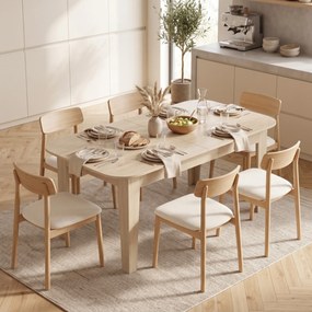 HOMCOM oválný rozkládací jídelní stůl, 140-180 cm, dub