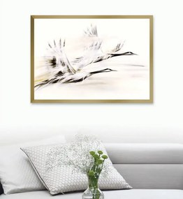 Exkluzivní obraz jeřábů do obývacího pokoje a elegantního interiéru - Jeřábi, Série Šanghaj | Anna Borkowska