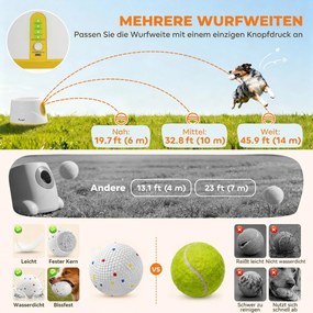 PawHut automatický vrhač míčků pro psy 6–14 m, žlutý