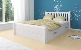 Bílá manželská postel Massa - masiv borovice , Bílá, 180x200 cm