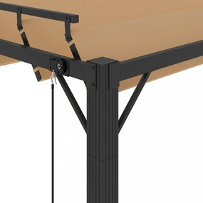 Pergola s lamelovou střechou 3 x 4 m hliník / látka Dekorhome Šedá