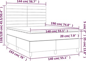 Box spring postel s matrací tmavě modrá 140x190 cm samet 3143083