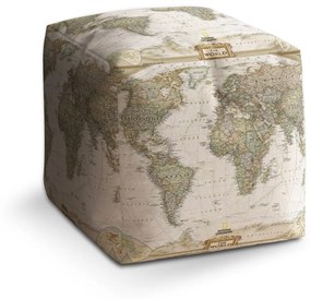 Sablio Taburet Cube Mapa světa: 40x40x40 cm