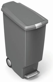 Úzký pedálový koš 40 l, šedý plast, šedá
