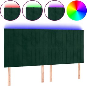 Čelo postele s LED tmavě zelená 180x5x118/128 cm samet 3122725