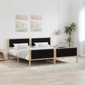 Rám postele s čelo Černá 200 x 200 cm Masivní borové dřevo 3394270