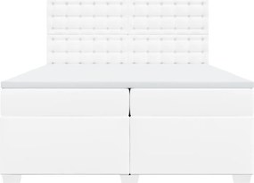 Box spring postel s matrací bílá 200x200 cm umělá kůže 3293037
