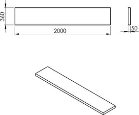 Sapho AVICE deska 200 x 36 cm dub starobílý AV2065