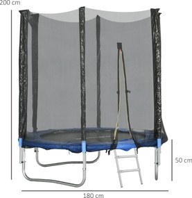SPORTNOW Outdoor Dětský Trampolína, Průměr 180 cm, Zahradní Trampolína pro Děti se Zabezpečovací Sítí, Polstrované Tyče a Žebříkem, pro Děti, Teenager
