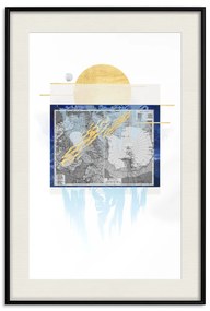 Plakát Antarktida - abstraktní kompozice s mapou země věčného sněhu