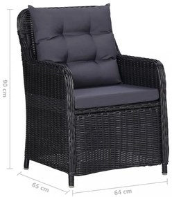 Zahradní bistro set 3 ks černá / šedá  Dekorhome