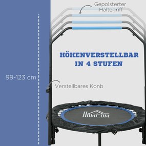 HOMCOM Fitness trampolína SPORTNOW 102 cm s výškově nastavitelnými řídítky a LCD monitorem, nosnost až 100 kg, skládací, robustní ocelový rám, modrá …