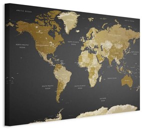 Obraz XXL Hnědá mapa - politické rozdělení světa na černém pozadí oceánu