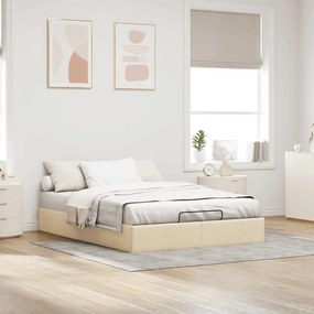 Osmanský rám postele bez matrací krémově 140x200 cm textil 3310887