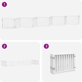 Zábrana pro psy s dvířky skládací 10 panelů bílá 800 cm topol 3155563