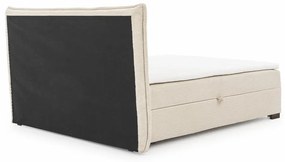Béžová boxspring postel s úložným prostorem 200x200 cm Lysa – Ropez