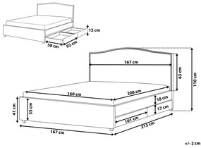 Šedá čalouněná postel s úložným prostorem 160 x 200 cm MONTPELLIER Beliani
