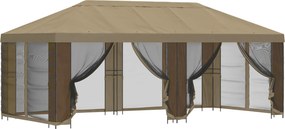 Zahradní altán se stěnami 6 x 3 m Béžová Polyester a ocel 3376019