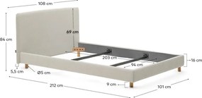 Šedá čalouněná jednolůžková postel bez roštu 90x200 cm Valma – Kave Home