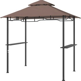 Grilovací pavilon Outsunny – zahradní stříška s policemi, nehořlavá dvojitá střecha, káva hnědá 245 x 148 x 252 cm