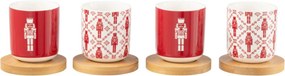 Dárková sada 4 kávových šálků s bambusovými podšálky Nutcrackers – 100ml