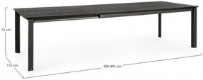 BIZZOTTO Rozkládací zahradní stůl KONNOR 200x110 cm antracit 0662274