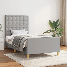 Rám postele bez matrace světle šedá 100 x 200 cm textil 3125357