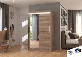ADRK Furniture Posuvná skříň se zrcadlem a LED osvětlením BARIO 120 ADRK-SW-BAR-T-120+L