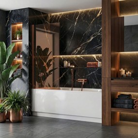 Vanová zástěna REA ELEGANT 80 cm, kartáčovaná měď/hnědá kouřová
