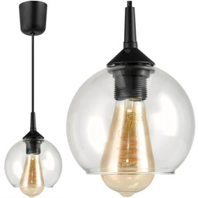 BERGE Skleněné závěsné stropní svítidlo, LED E27 lustr, průhledná koule