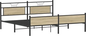 Kovový rám postele bez matrace dub sonoma 193 x 201 cm 3325127