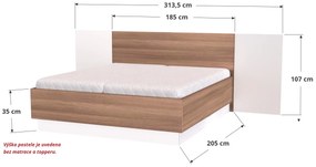 Nábytek Mikulík Dvoulůžková postel SMART XL s úložným prostorem, 180×200 cm Dekor: Dub kansas