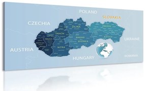 Obraz elegantní mapa Slovenska v modrém - 100x50