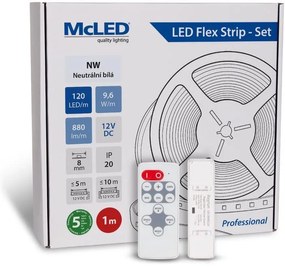 Led pásek mcled set led pásek 1 m s ovladačem, nw, 9,6 w/m