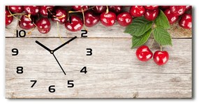 Wallmuralia Skleněné hodiny na stěnu Višně na stromě 60x30 cm